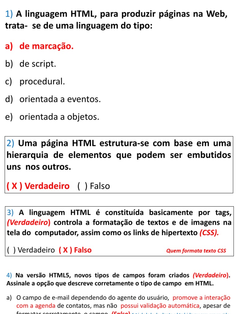 Revisão Geral | PDF | Folhas de estilo em cascata | Html