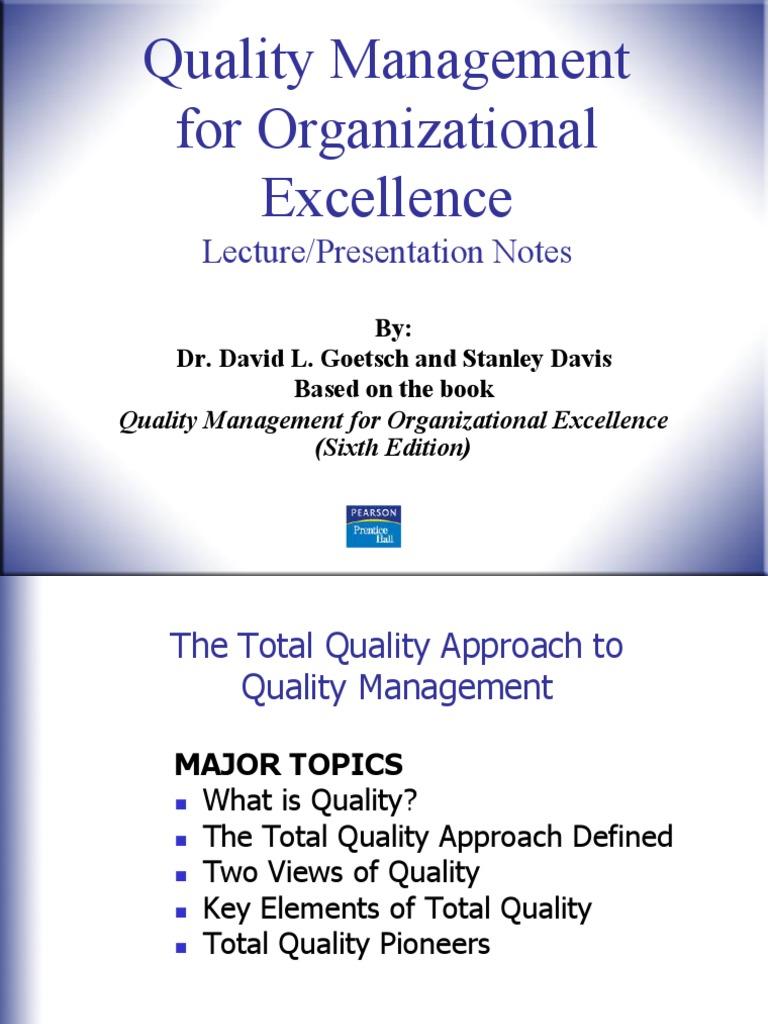 Chapter 1 Total Quality Approach | PDF | Quality Management | Quality ...