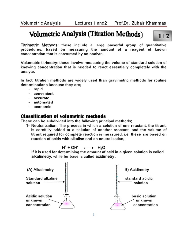 Volumetric Analysis 1-2 | Titration | Molar Concentration