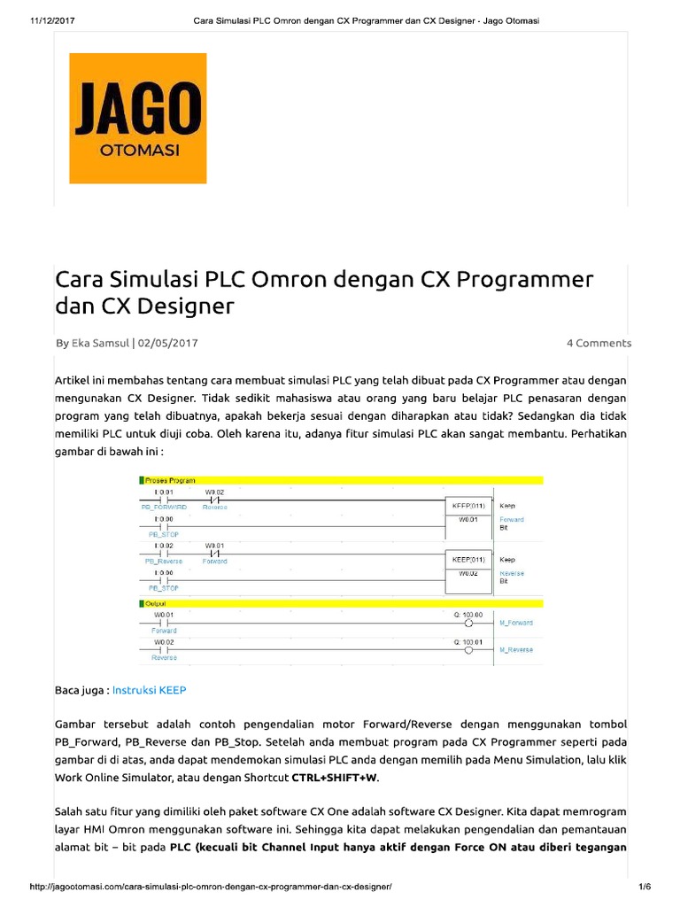 Cara Simulasi PLC Omron Dengan CX Programmer Dan CX Designer - Jago Otomasi | PDF