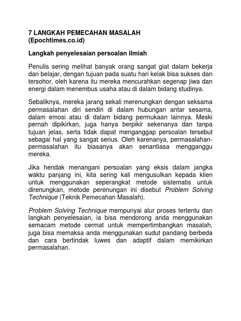 7 Langkah Pemecahan Masalah | PDF