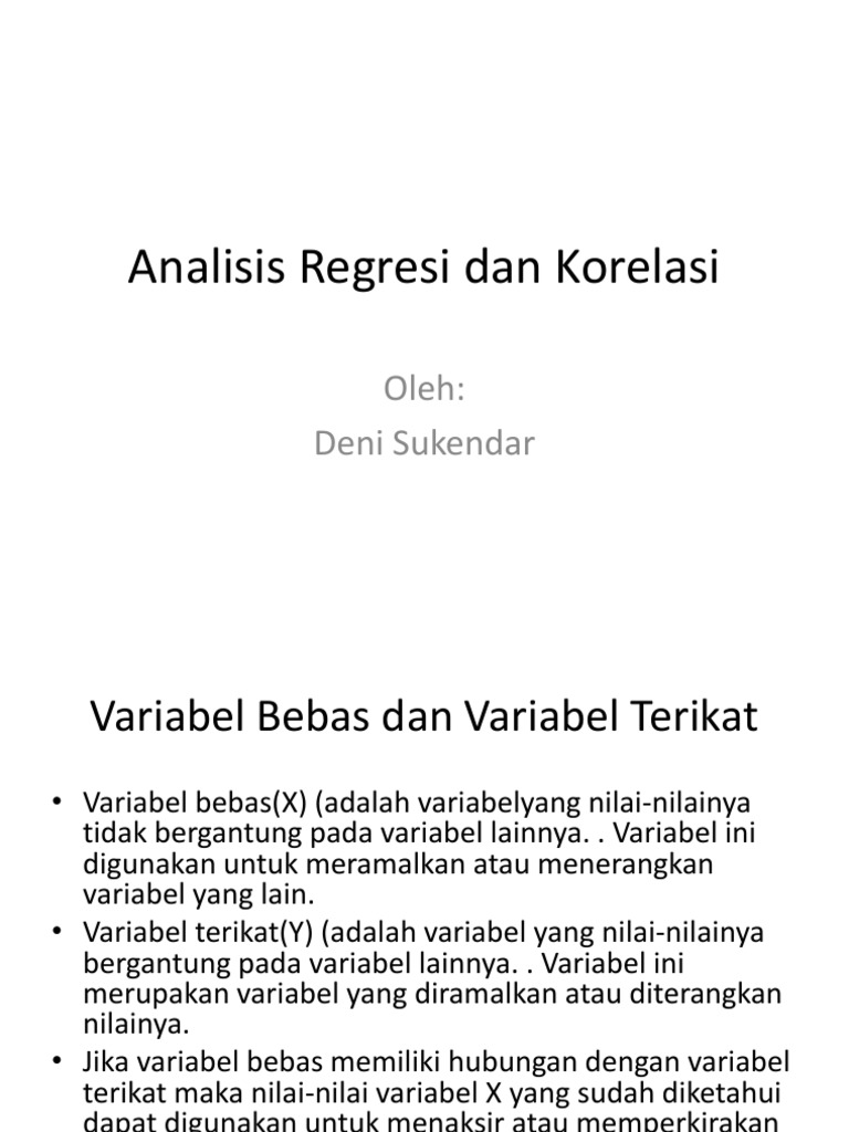 Analisis Korelasi Dan Regresi Linier | PDF | Metode & Bahan Ajar