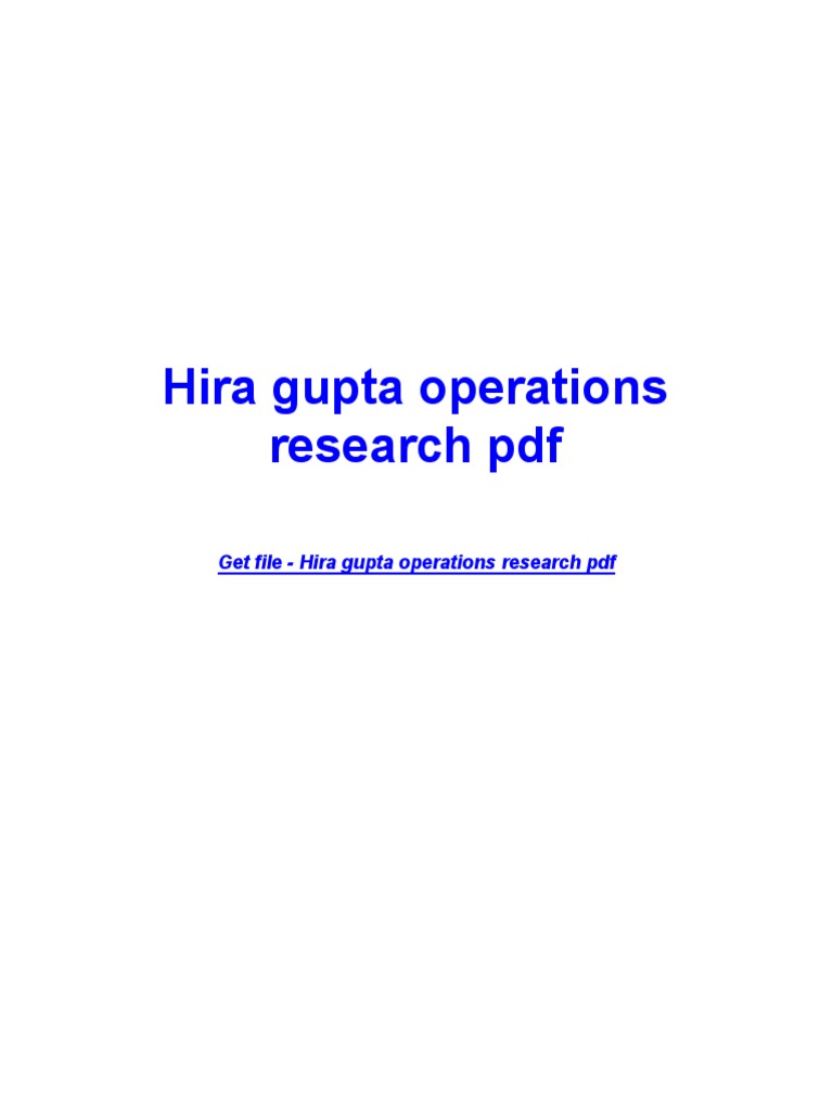 Hira Gupta Operations Research PDF | Download Free PDF | Windows Vista ...