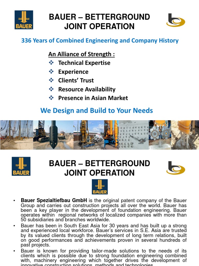 Bauer - Betterground Joint Operation PDF | PDF | Engineering | Economies