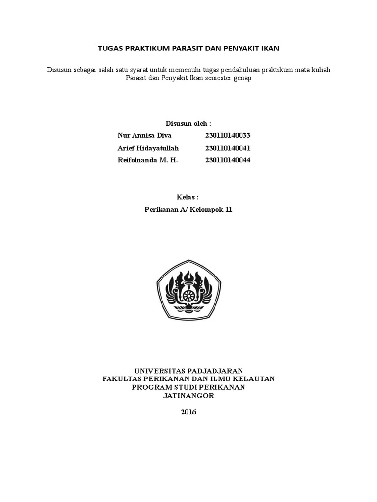 Tugas Pendahuluan Praktikum Parasit Dan Penyakit Ikan Kelompok 11A | PDF