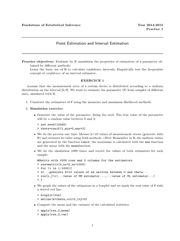 Point Estimation and Interval Estimation | PDF | Estimator | Standard Deviation