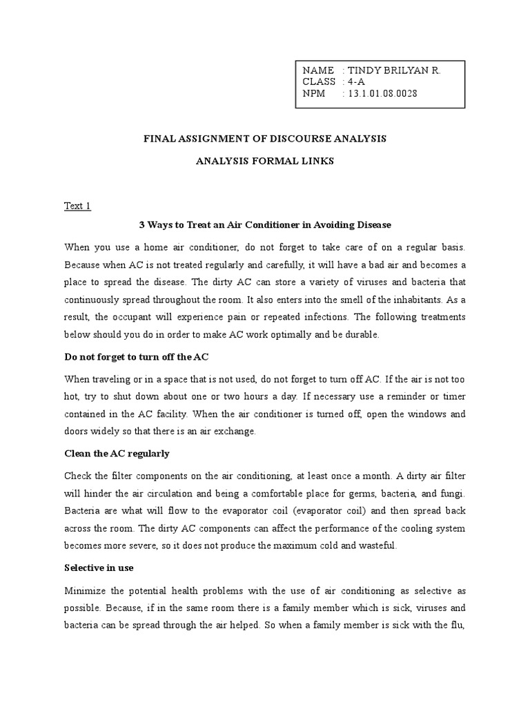 Final Assignment of Discourse Analysis | PDF | Air Conditioning | Bullying Final Assignment of Discourse Analysis | PDF | Air Conditioning | Bullying