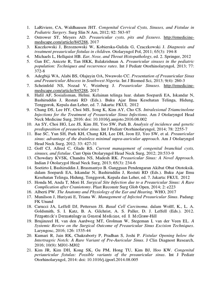 Preauricular Fistula Management and Surgery | PDF | Diseases And ...