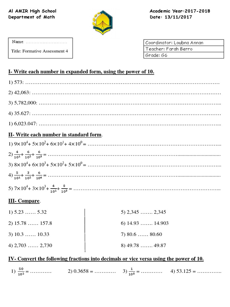 I-Write Each Number in Expanded Form, Using The Power of 10 | PDF ...