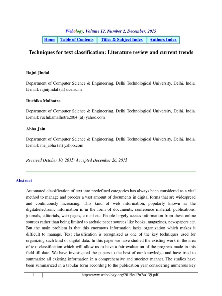 Techniques of Text Classification | PDF | Support Vector Machine | Statistical Classification