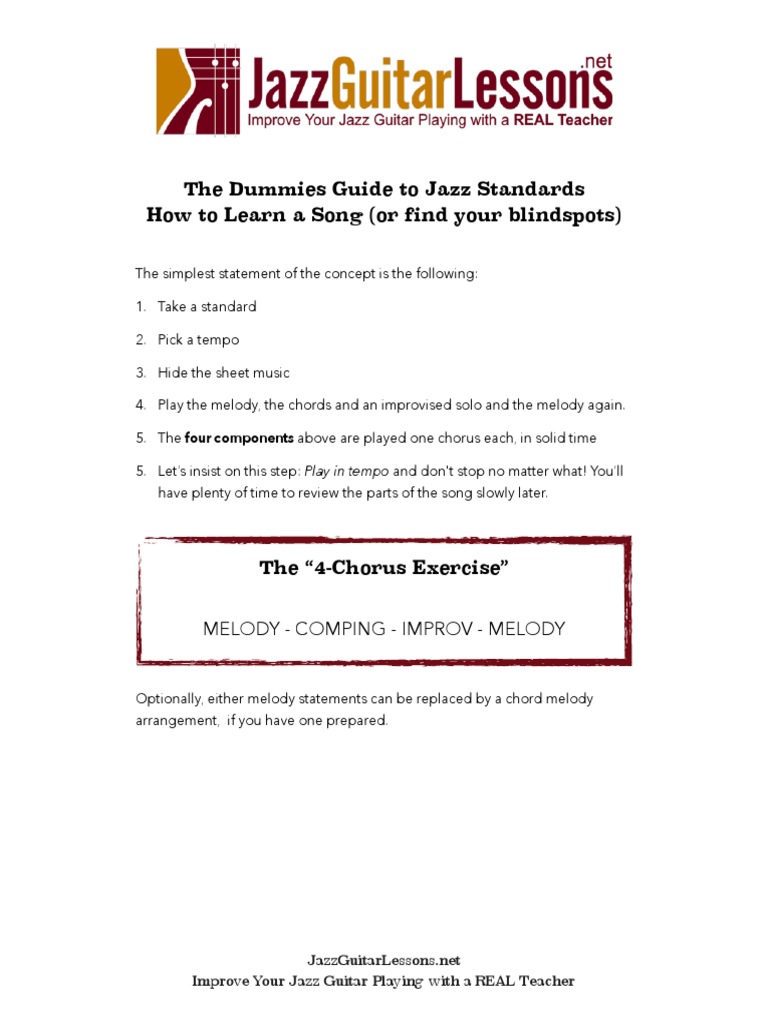 Dummies Guide To Jazz Standards PDF | PDF | Music Theory | Performing Arts