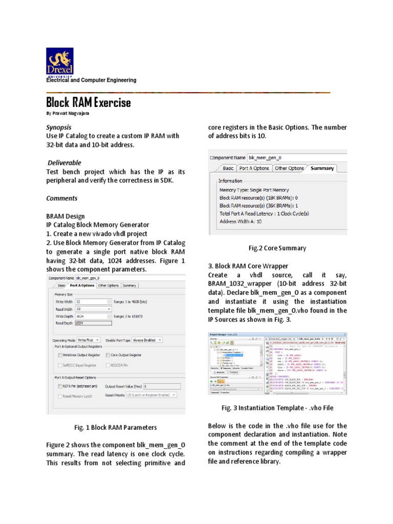 BRAM Exercise | PDF | Vhdl | Random Access Memory