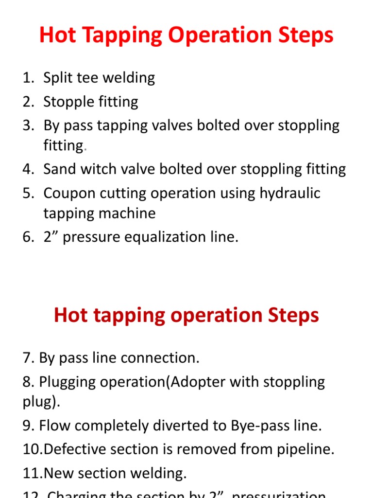Hot Tapping Pipeline Procedure Steps | PDF