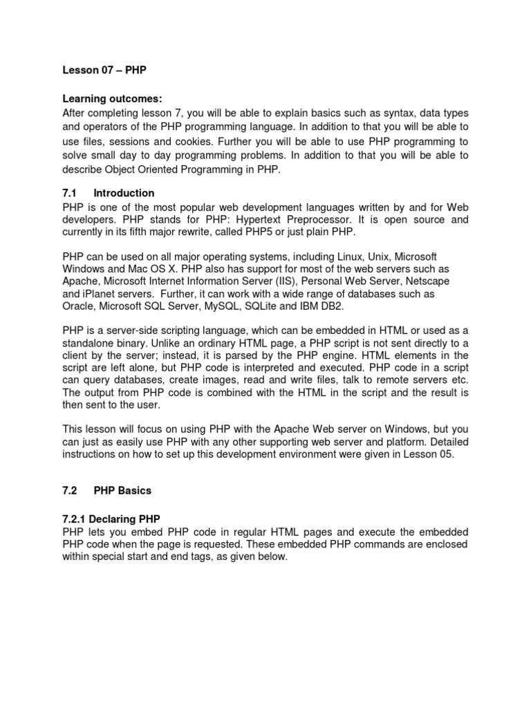 Lesson 07 PHP | PDF | Http Cookie | Php