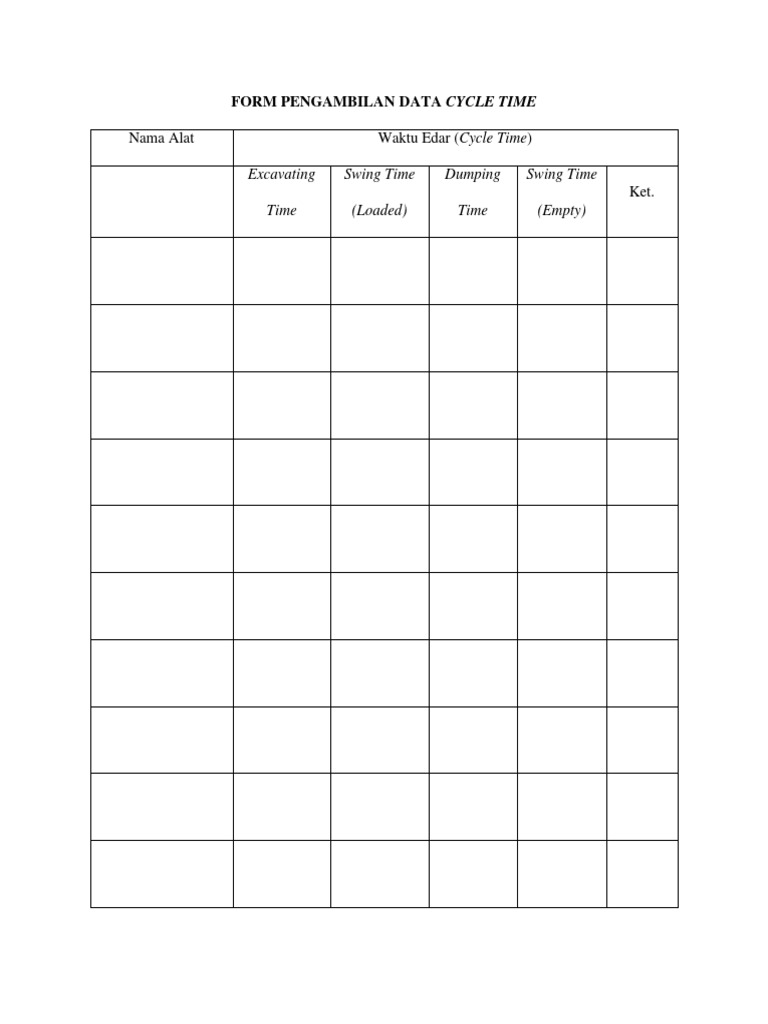 Form Pengambilan Data Cycle Time | PDF