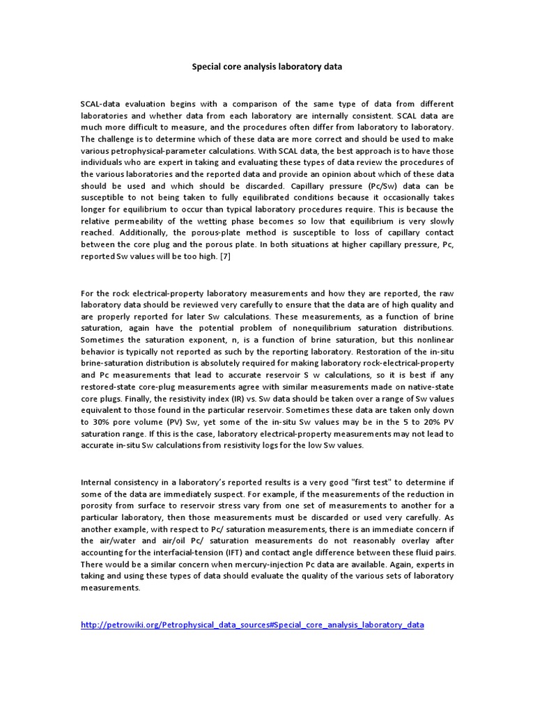 SCAL Data Evaluation and Challenges | PDF | Laboratories | Petroleum ...