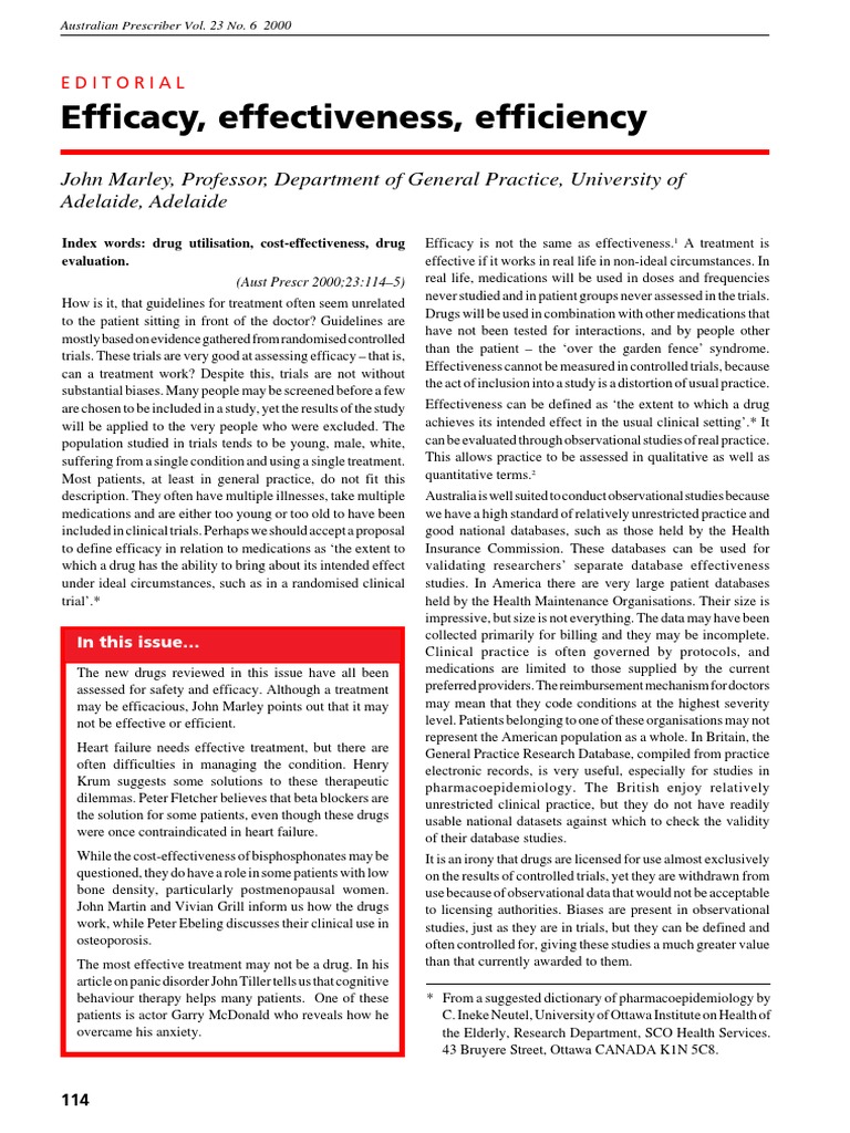 1.2 Efficacy, Effectiveness, Efficiency | PDF | Clinical Trial ...