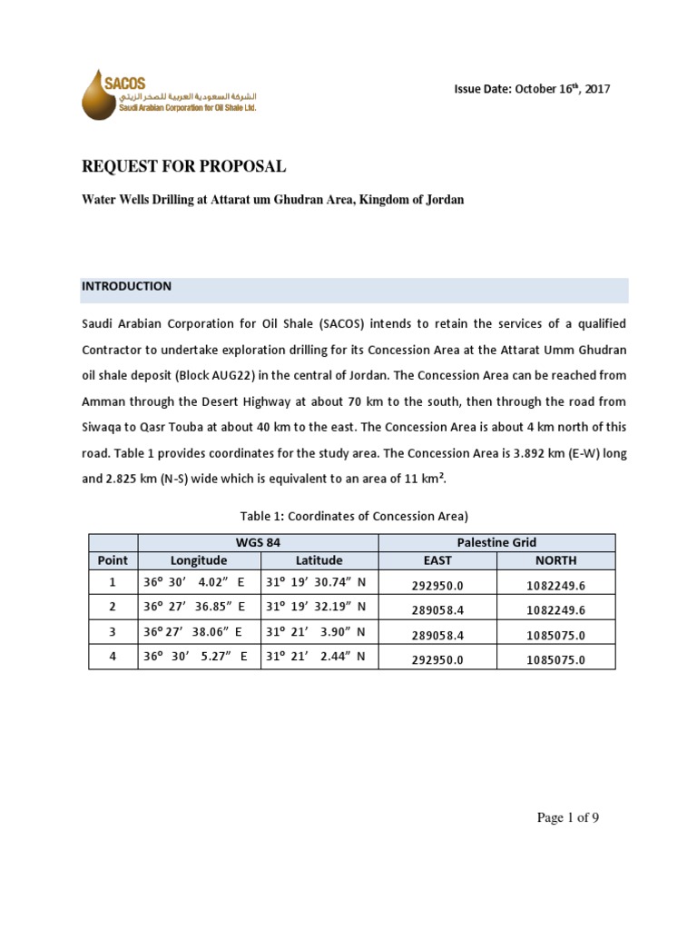 Request For Proposal Water Well Drilling v2 | PDF | Silver | Casing ...