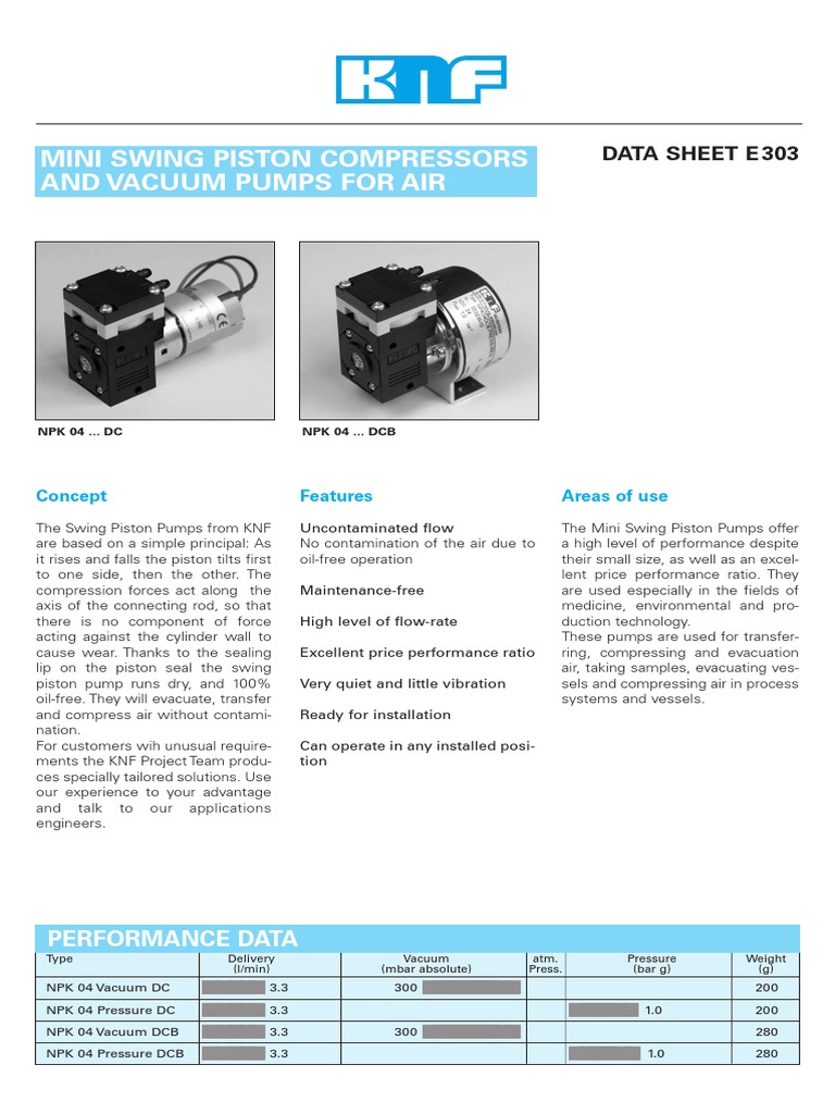 Mini Swing Piston Compressors and Vacuum Pumps For Air: Data Sheet E ...
