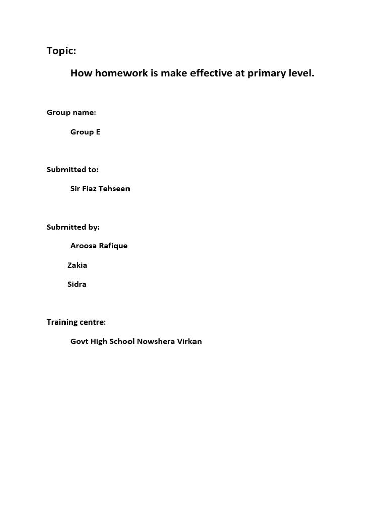 How Homework Is Make Effective at Primary Level | PDF | Study Skills ...