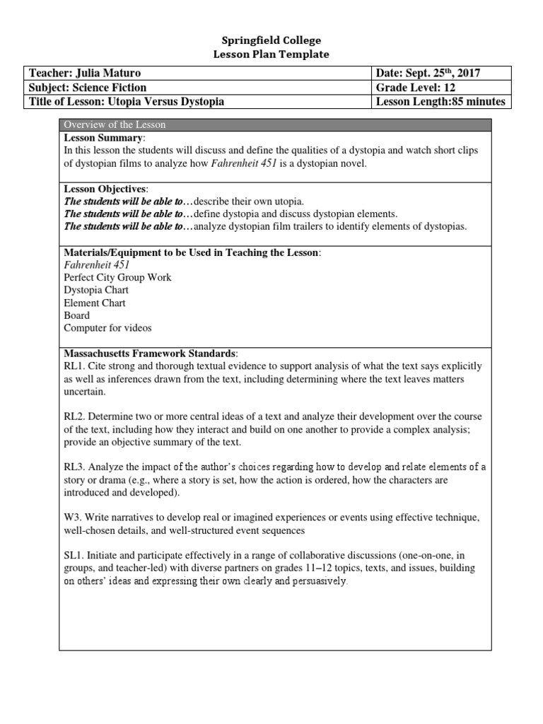 3 - Dystopia Lesson F451 | PDF | Dystopia | Utopian And Dystopian Fiction