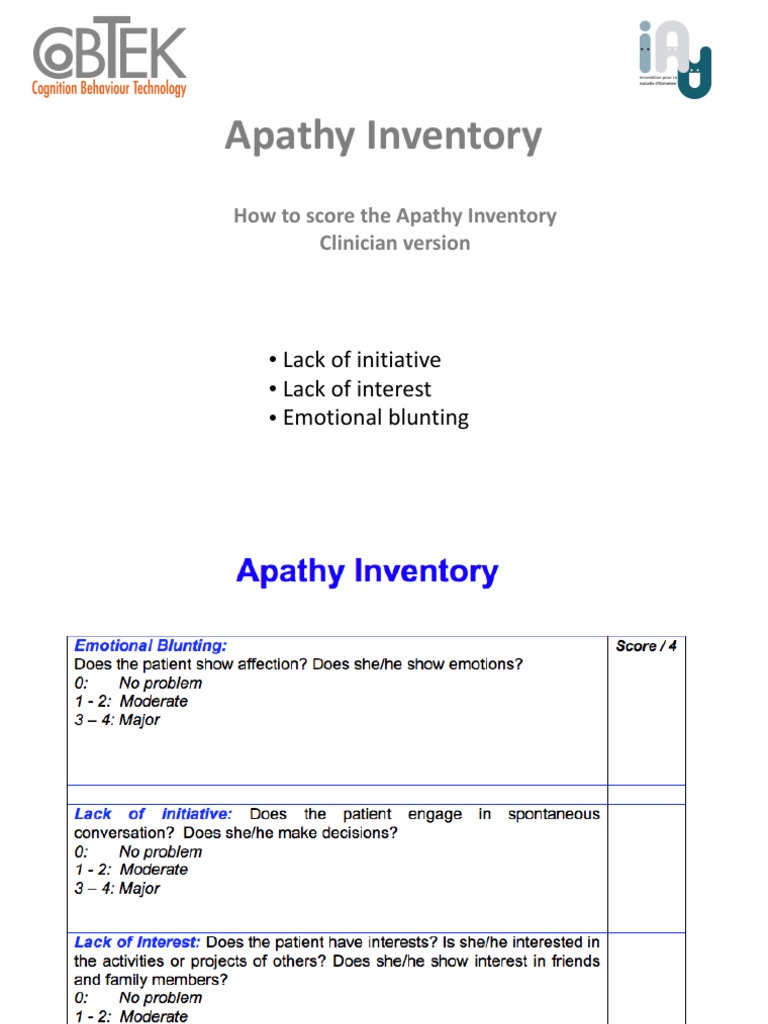 APATHY INVENTORY.pdf | Psychological Evaluation | Alzheimer's Disease