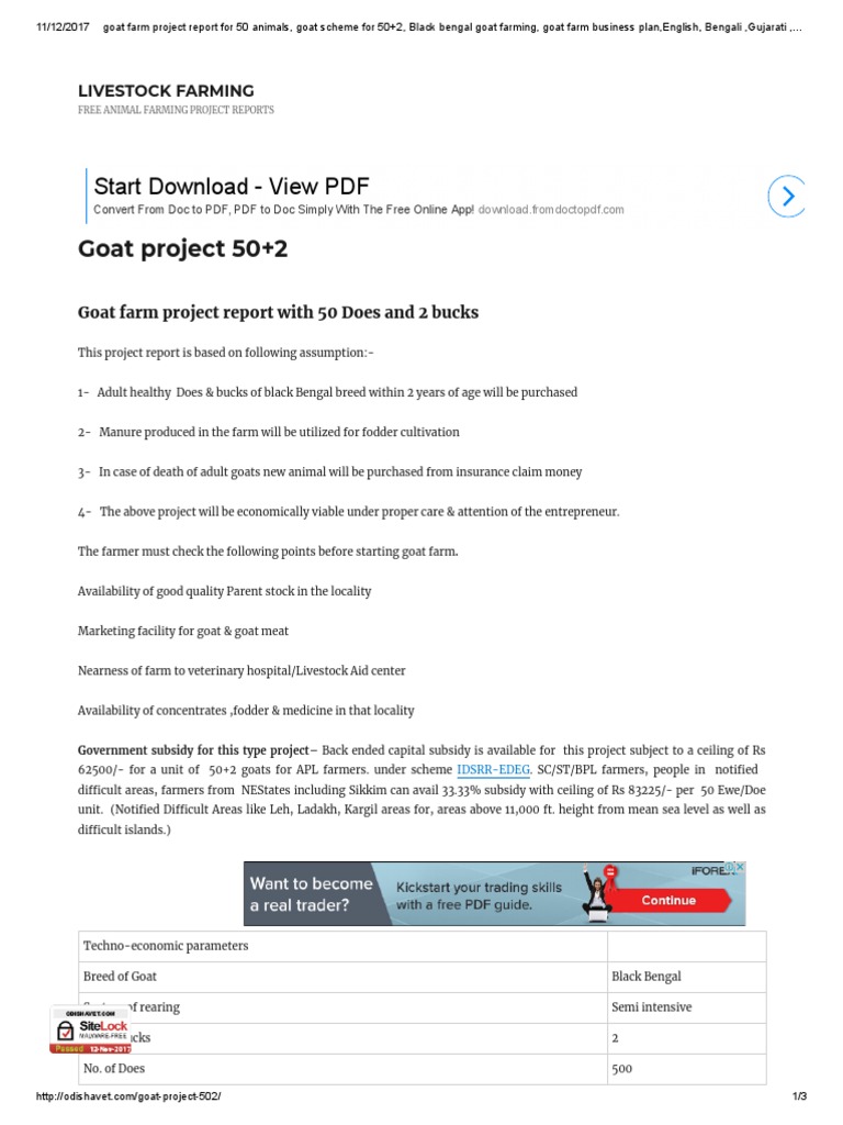 50 + 2 Goat Farming Projects | PDF | Goat | Livestock