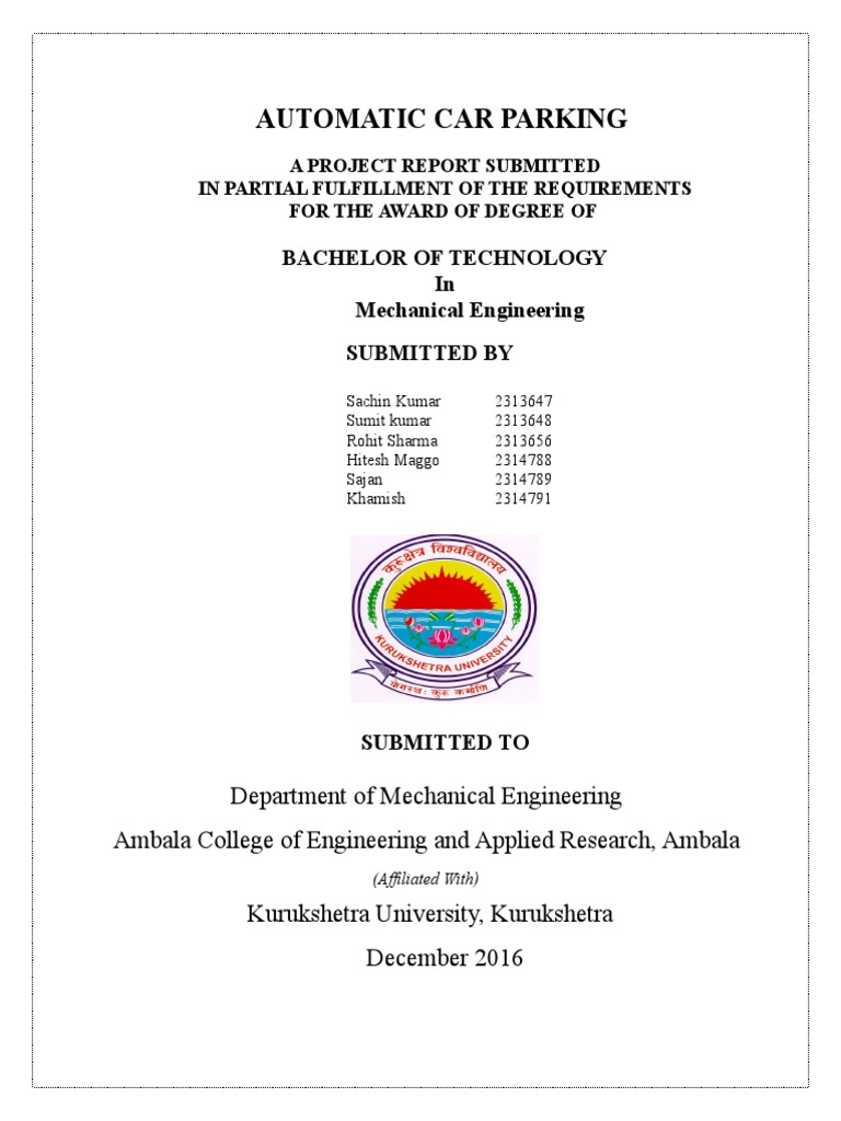 Automatic Car Parking - Project Report | PDF | Nut (Hardware) | Screw