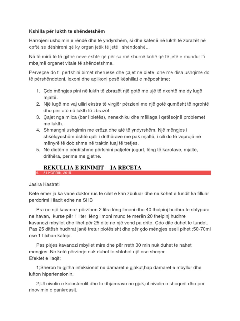 Kshilla Për Lukth Te Shëndetshëm | PDF