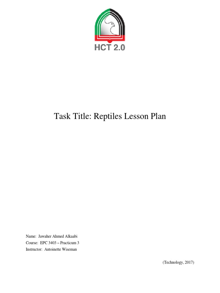 Task Title: Reptiles Lesson Plan | PDF | Reptile | Lesson Plan