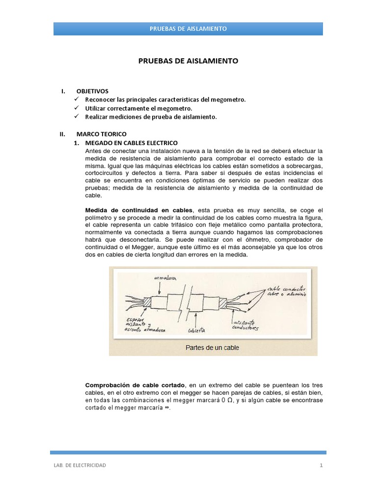 Pruebas de Aislamiento | PDF | Aislador (Electricidad) | Resistencia Eléctrica y Conductancia