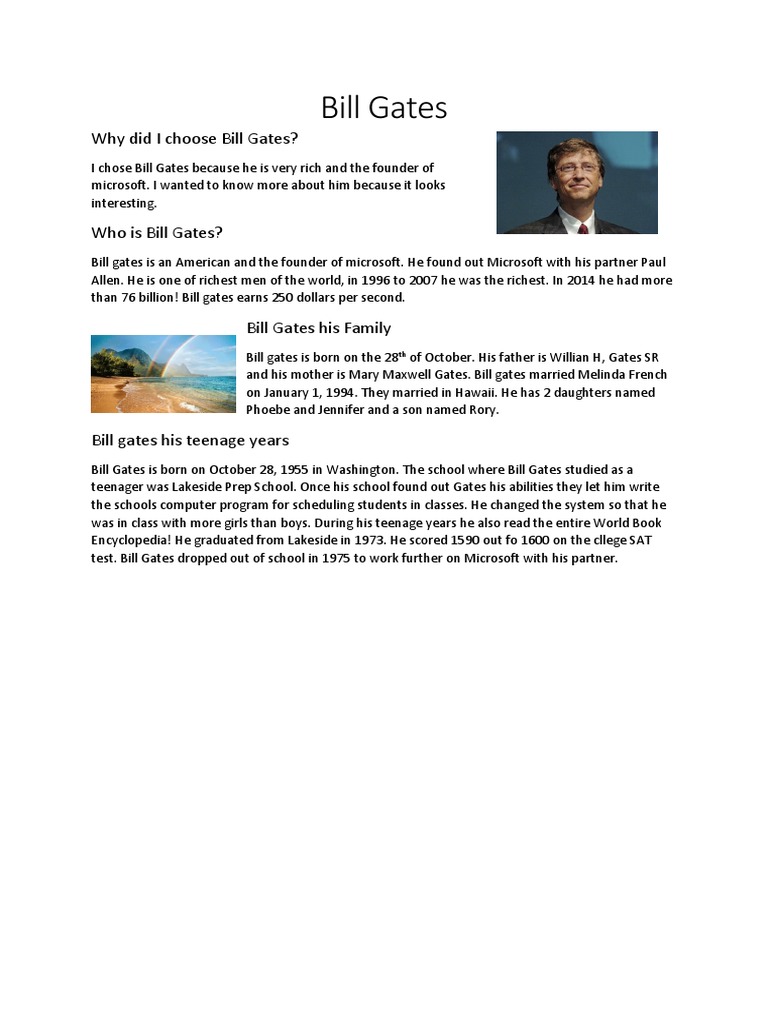 Bill Gates: Microsoft Founder Biography | PDF | Social Science