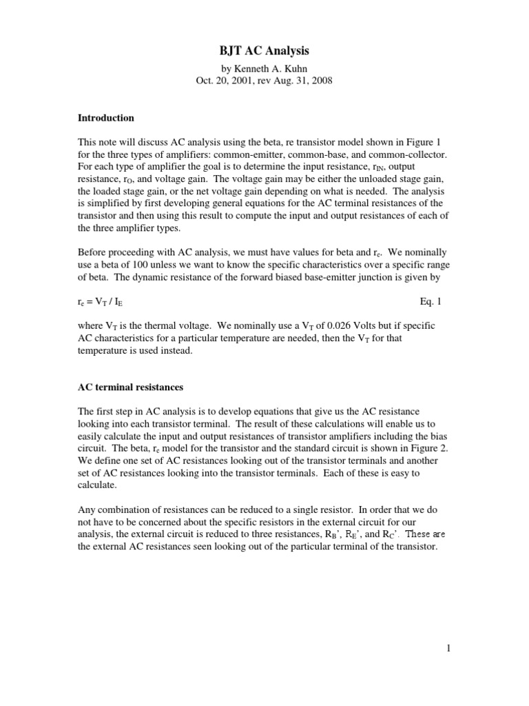 BJT Ac Analysis | PDF