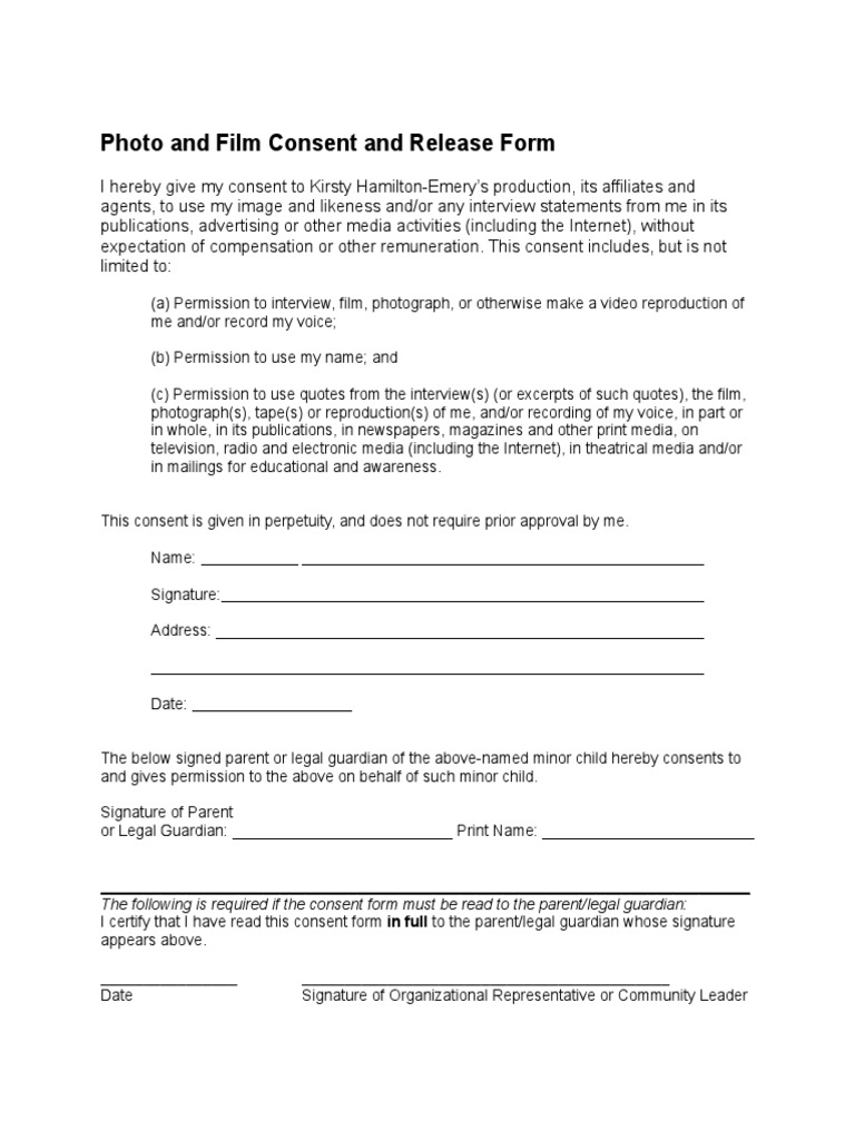 Participant Consent and Release Form