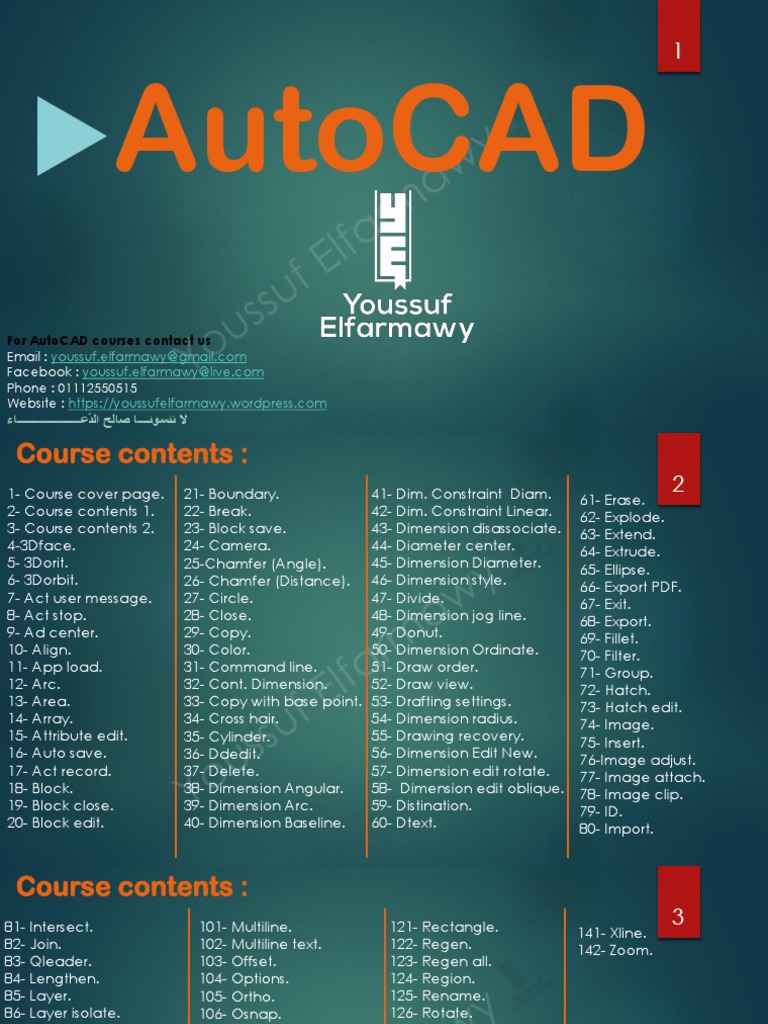 A Comprehensive Guide to AutoCAD Commands for 3D Modeling and Drawing | PDF
