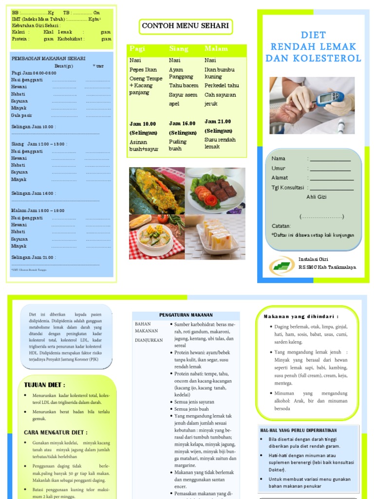 Leaflet Diet Rendah Lemak Dan Kolesterol | PDF