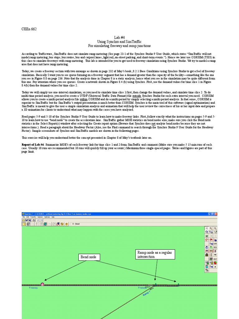 Ceen 662 Lab #4 Using Synchro and Simtraffic For Simulating Freeway and ...