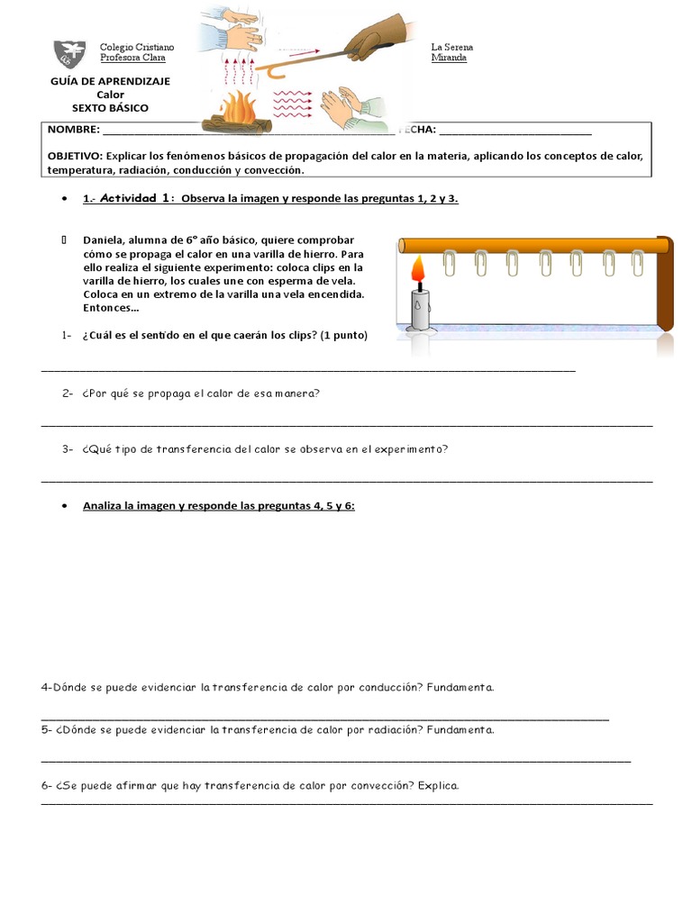 Experimentos de Calor para Sexto Básico | PDF | Calor | Conduccion termica
