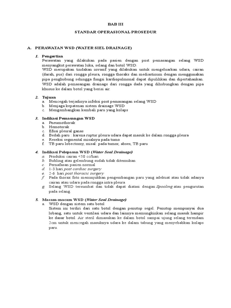 STANDAR OPERASIONAL PROSEDUR PERAWATAN WSD | PDF