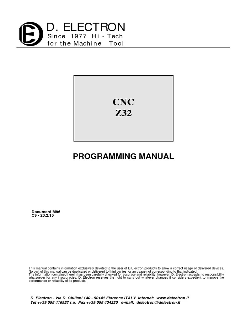 M096c9en Programming Manual | PDF | Subroutine | Machining