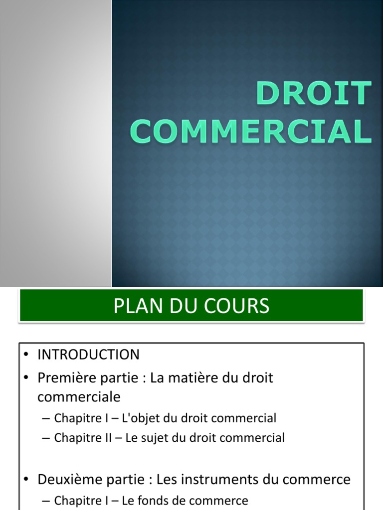 Introduction au Droit Commercial | PDF | Courtier | Commerce