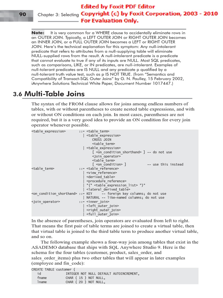 Multi-Table Joins: Chapter 3: Selecting | PDF | Data Management | Information Retrieval
