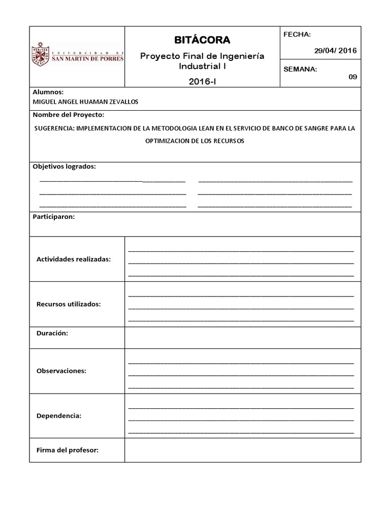 Formato Bitácora | PDF | Negocios