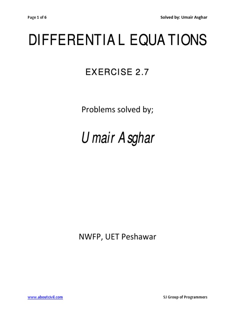 Differential Equations: Umair Asghar | PDF