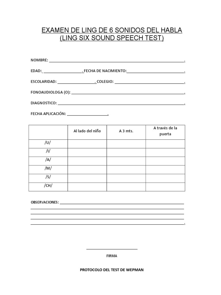 Test de Ling y Wepman | PDF