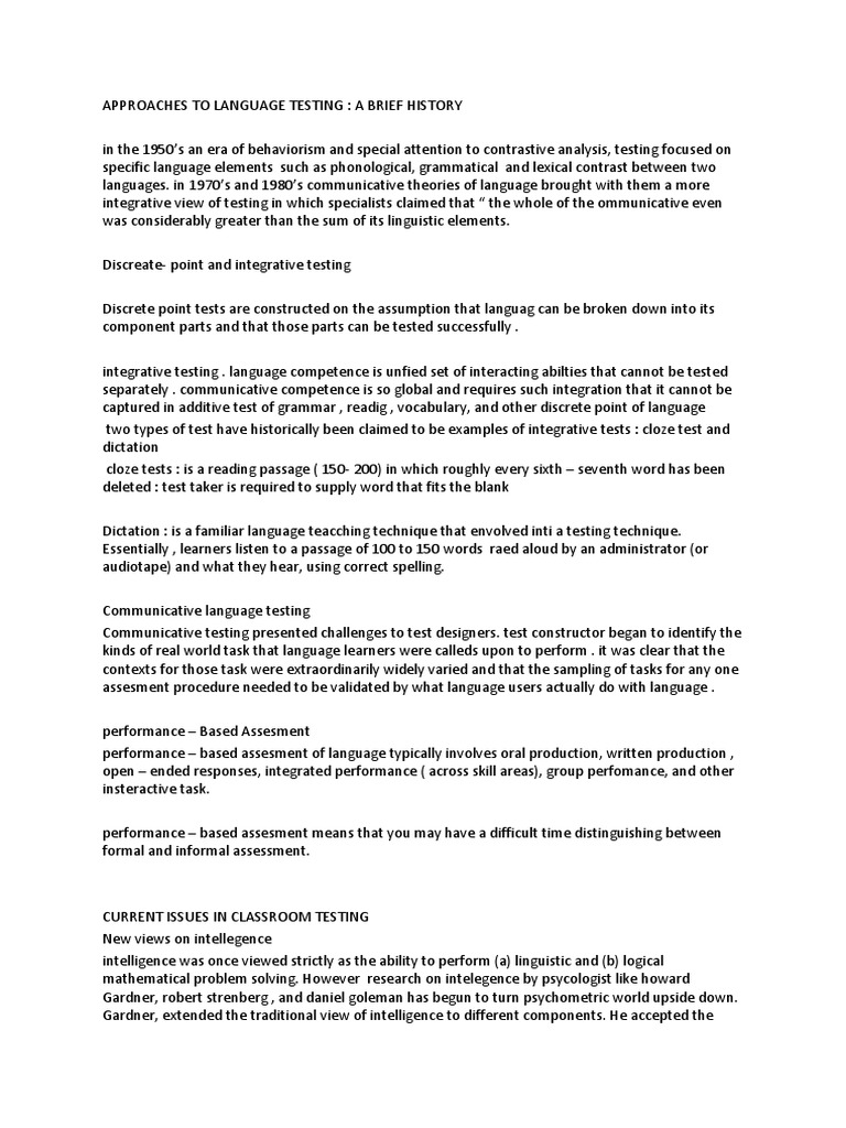 Approaches To Language Testing | PDF | Educational Assessment ...