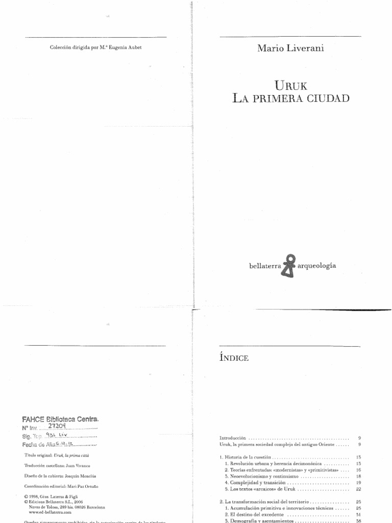 Mario-Liverani. Uruk. La Primera Ciudad | PDF