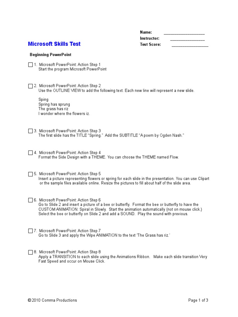 Skill Test PowerPoint | PDF | Microsoft Power Point | Application Software