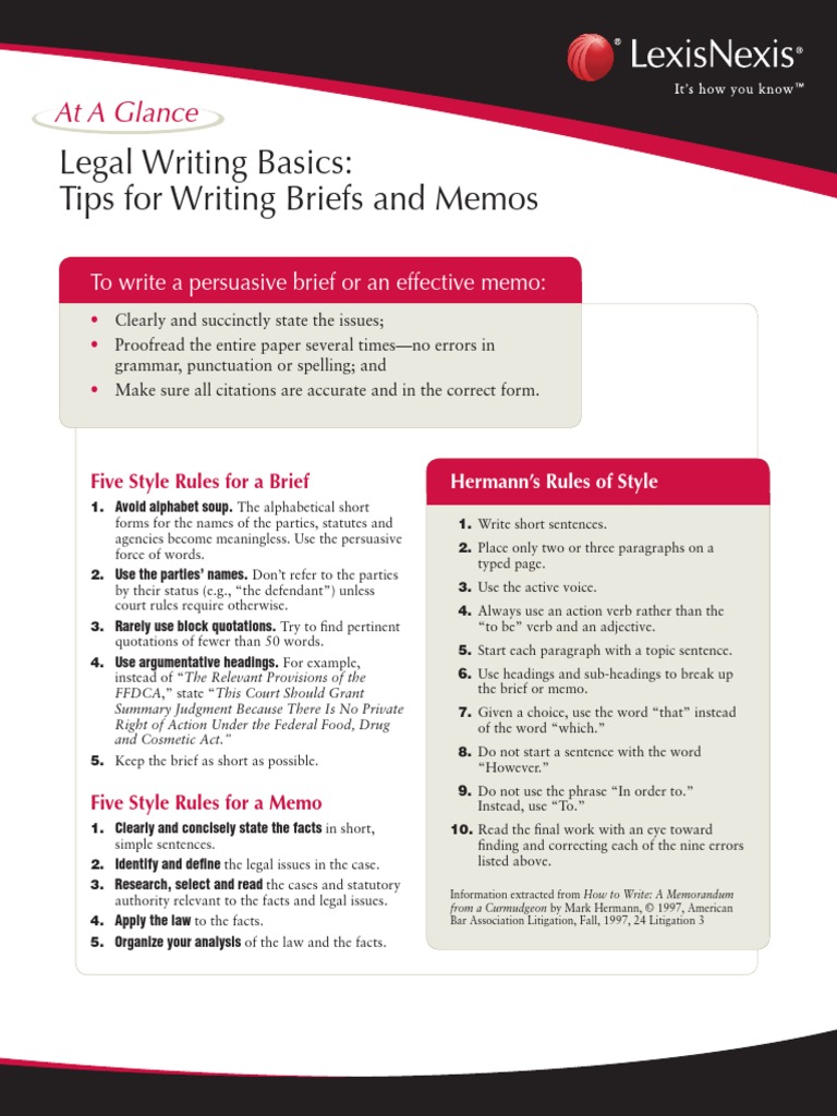 Legal Writing Basics PDF | PDF | Brief (Law) | Lexis Nexis