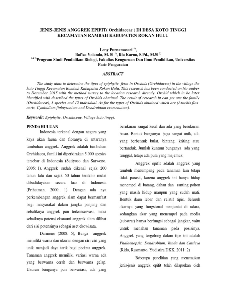 ID Jenis Jenis Anggrek Epifit Orchidaceae D | PDF | Griya & Taman